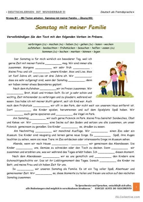 B Mit Texten Arbeiten Am Samstag Deutsch Daf Arbeitsbl Tter Pdf Doc