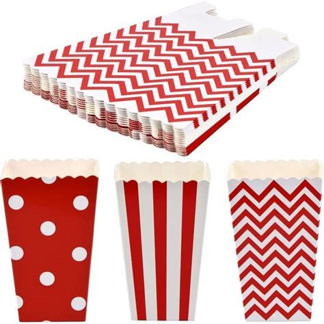 Pièces Boîtes À Popcorn Sac Papier Pop Corn Classique Petite Rétro Bonbons Conteneur Rouges