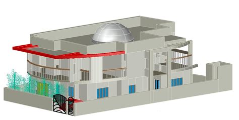 G 1 3d House Elevation Autocad Drawing In Dwg File