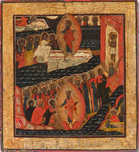 Russian Store 16c Russian Icon Of The Resurrection And The Descent