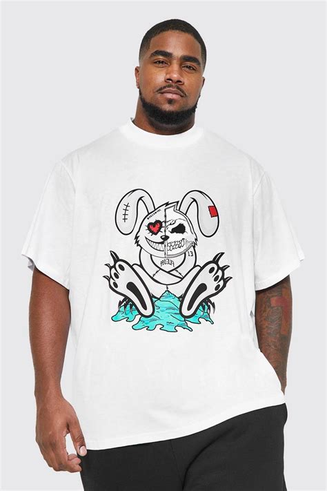 Plus Loose Extended Neck Evil Bunny T Shirt Boohoo