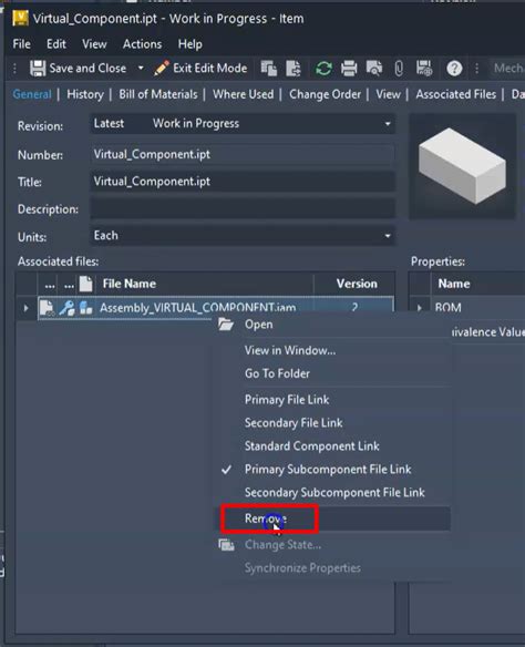 How To Prevent The Assembly From Being Linked To The Virtual Component In The Vault Item