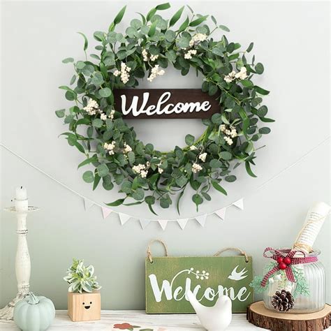 Yesfashion 20 Eucalyptus Wreaths For Front Door Spring Summer Green