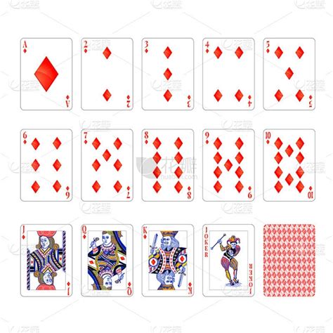 完整的一套方块套装扑克牌与小丑孤立在白色素材 花瓣网
