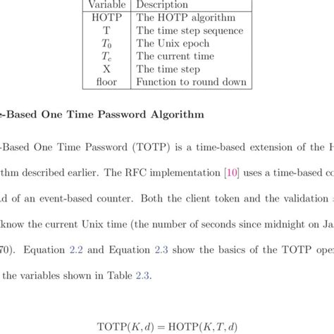 3 variables for the totp algorithm download table