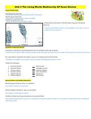 Kami Export APES Unit The Living World Biodiversity AP Exam Review Pdf Unit The