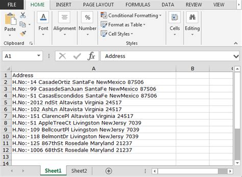 Splitting A Full Address Into Three Or More Separate Cells In Microsoft Excel