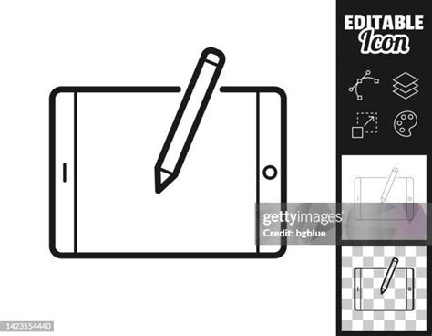Tablet Pc With Pen Horizontal Position Icon For Design Easily Editable