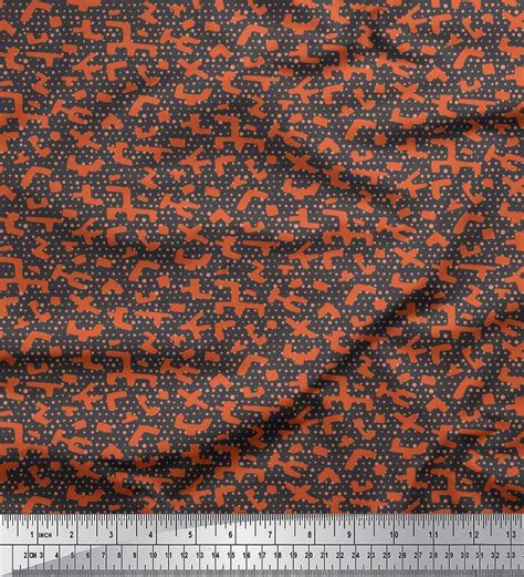 Soimoi Velvet Fabric Dot And Geometric Symbol Print Fabric By Yard 58