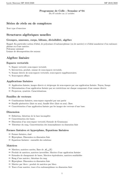 Séries De Réels Ou De Complexes Structures Algébriques Docsity