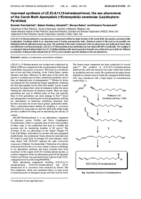 Pdf Improved Synthesis Of Z E 9 11 13 Tetradecatrienal The Sex