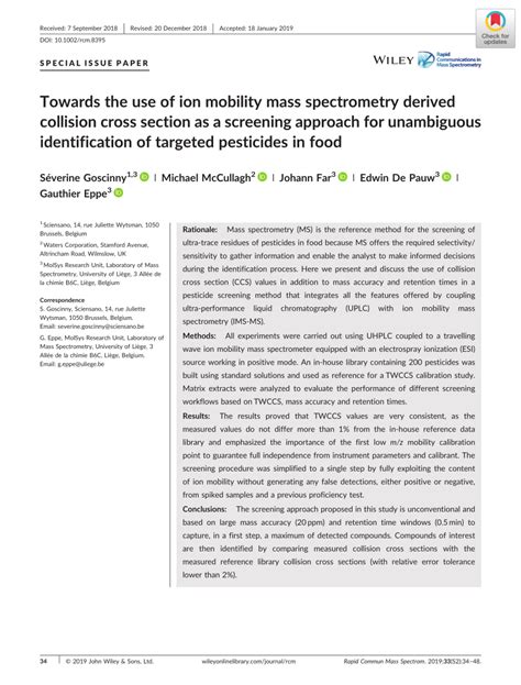 Pdf Towards The Use Of Ion Mobility Mass Spectrometry Derived