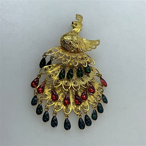 Peacock Enamel Pin Etsy