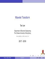 WaveletTransform Pdf Wavelet Transform Tan Lee Department Of Electronic Engineering The