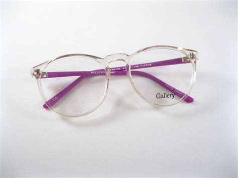 Vintage Circular Eyeglasses Frames In Clear Purple Plastic
