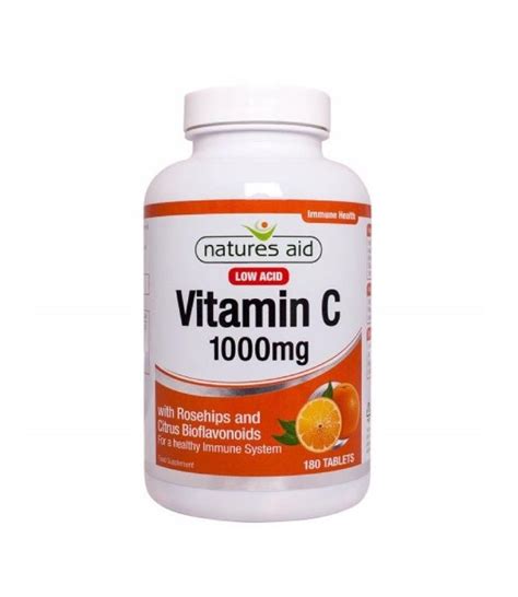 Natures Aid Vitamin C 1000mg 180 Tablets Low Acid Fine Fettle Foods