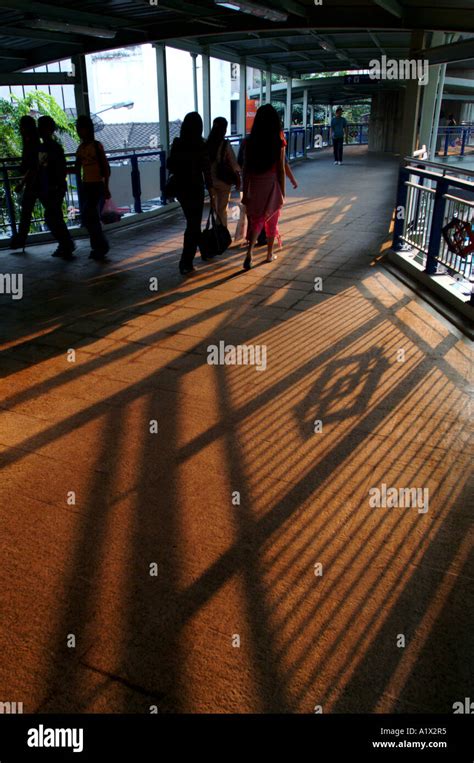 Late Afternoon On An Elevated Walkway On A BTS Skytrain Station Bangkok