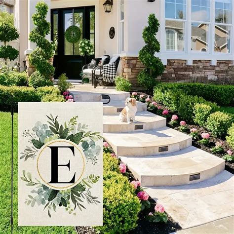 Letter E Garden Flag Floral Double Sided Outside Small Temu