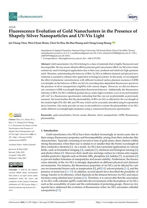 Pdf Fluorescence Evolution Of Gold Nanoclusters In The Presence Of