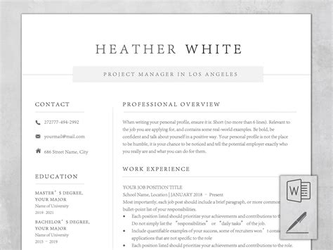 2025 Minimalist Resume Template Professional Resume Template For Word