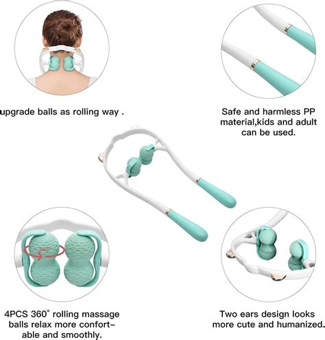 Veewook 360 Dual Roller Ball Neck Massager Tool Green