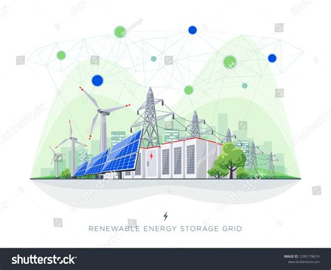 Renewable Energy Smart Grid Blockchain Connected Stock Vector Royalty Free