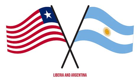 라이베리아와 아르헨티나 국기는 교차하고 플랫 스타일을 흔들 공식 비율 올바른 색상입니다 경제에 대한 스톡 벡터 아트 및 기타 이미지 Istock