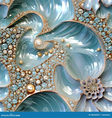 Seamless Texture Of Pearlescent Ocean Ammonite Abstract Fossil Pattern