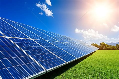 태양광 패널과 푸른 잔디 배경 사진 및 창의적인 일러스트 무료 다운로드 Lovepik