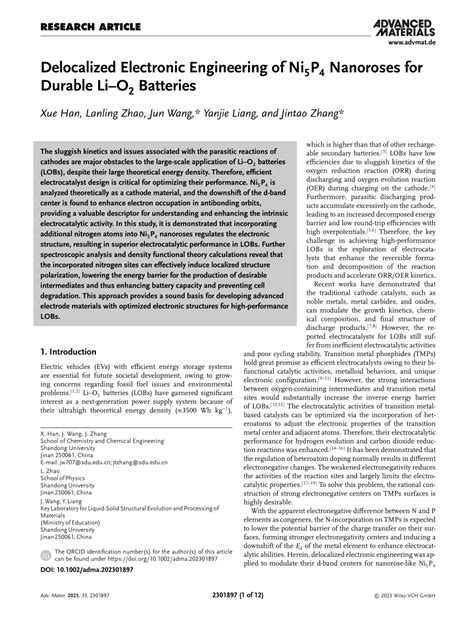 Delocalized Electronic Engineering Of Ni 5 P 4 Nanoroses For Durable Li