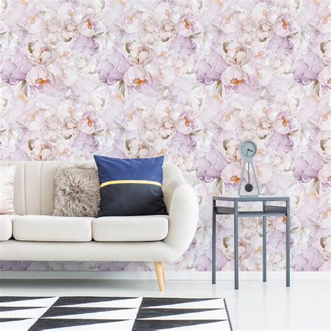 Veelike Lavender Pink Peony Blossom Floral Wallpaper Veelike