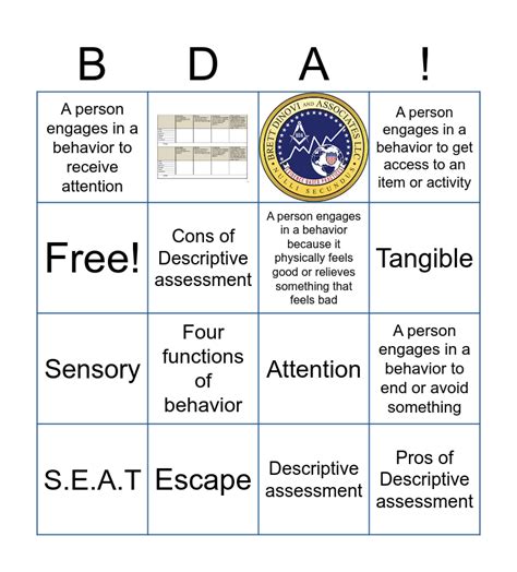 Functions Of Behaviordescriptive Assessment Bingo Card