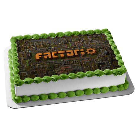 Factorio Title Pc Game Building Crafting Logo Edible Cake Topper Image