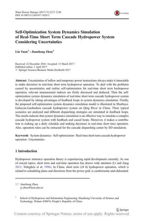 Self Optimization System Dynamics Simulation Of Real Time Short Term Cascade Hydropower System