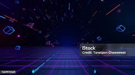 3d 기술 추상 네온 불빛 배경 빈 공간 장면 스포트라이트 어두운 밤 가상 현실 사이버 미래 공상 과학 배경 모형을 위한 거리 바닥 스튜디오 착색 된 기하학적 3차원 형태에