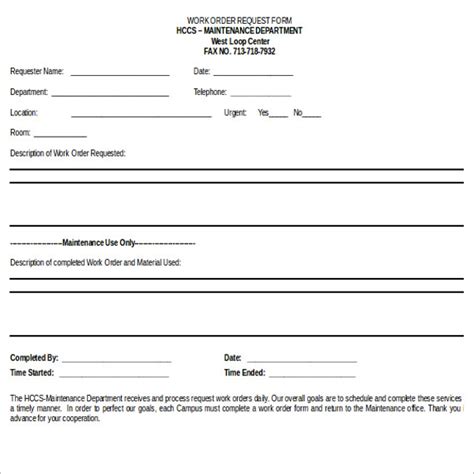 Work Order Templates Free Word PDF Excel Doc Formats