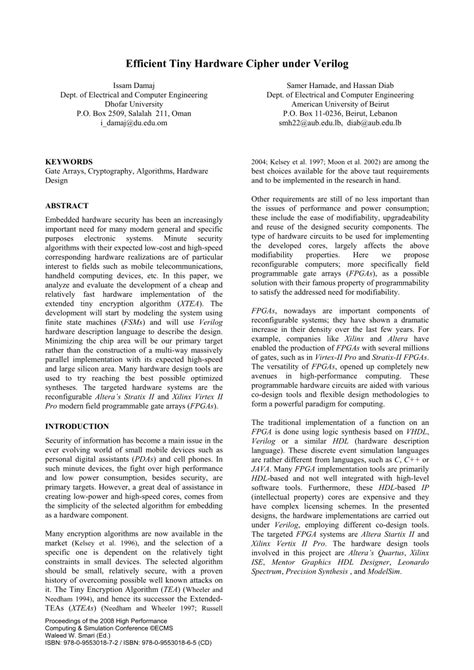 pdf efficient tiny hardware cipher under verilog