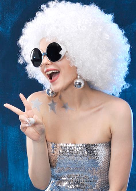 70s Disco Fancy Dress White Afro Wig