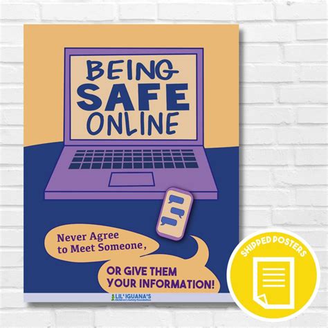 Printed Poster Being Safe Online Lil Iguana