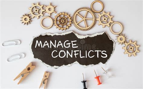 Text Manage Conflicts Text On Sticky On Keyboard Business Concept Stock Image Image Of