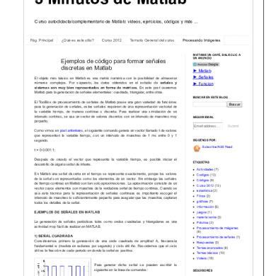 5 Minutos de Matlab Ejemplos de Código Para Formar Señales Discretas