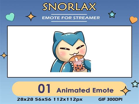 Drinking Snorlax Pokemon Animated Emote Animated Bubble Tea Drink