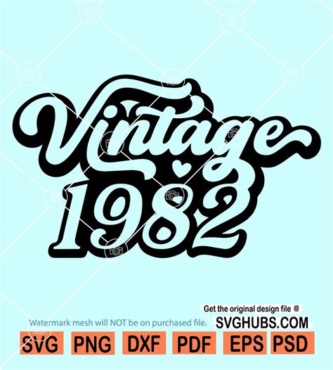 Vintage 1982 Svg Retro 1982 Svg 39th Birthday Svg Established 1982