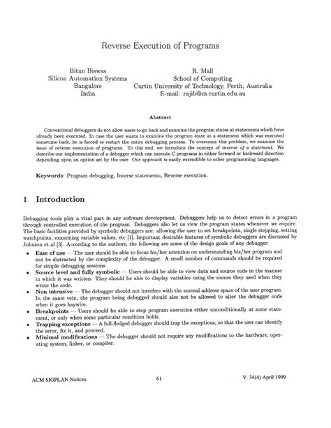 Pdf Reverse Execution Of Programs