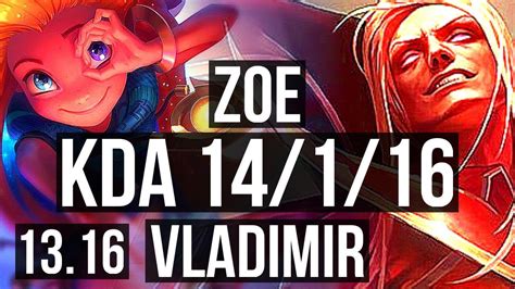 Zoe Vs Vladimir Mid 14116 27m Mastery 800 Games Godlike