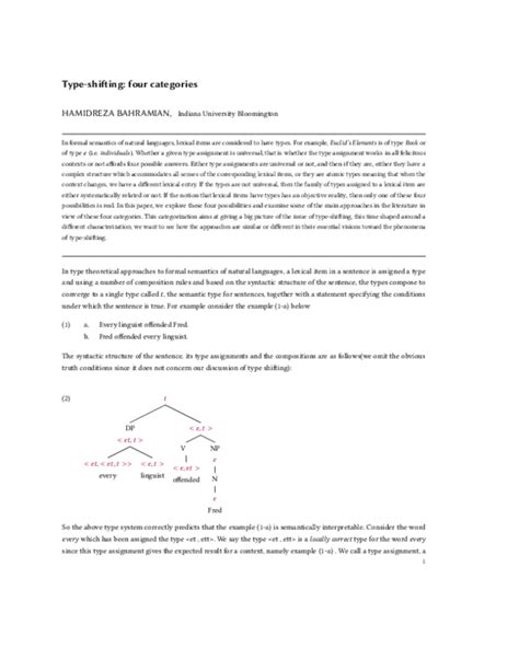 Pdf Type Shifting In Formal Semantics Of Natural Languages