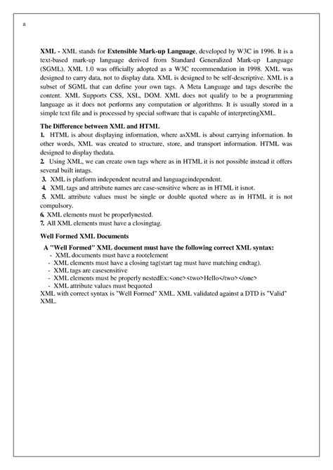 All Five Units Iv Xml Xml Stands For Extensible Mark Up Language