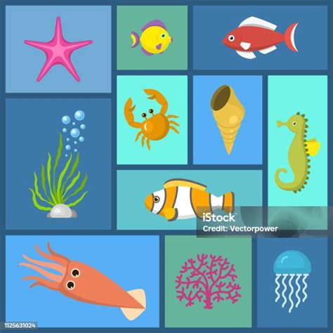 해양 식물과 물고기 패턴 원활한 벡터 일러스트입니다 수영 하는 물고기 고 수족관 또는 바다에서 해 초입니다 수 중 요소 모래 이끼 해파리 해 마와 제 브라 만화 민물에 대한