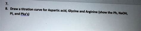 Solved Draw A Titration Curve For Aspartic Acid Glycine Pkas And Arginine Show The Ph Naoh