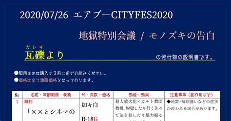 お品書き 【0726 エアブーcityfes】お品書き【※追記あり】 重機新刊通販中のイラスト Pixiv